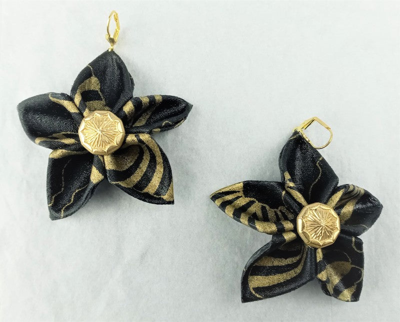 Black fabric earrings store
